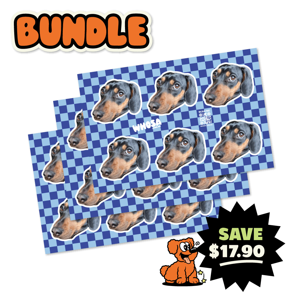 Custom Checker Dog Sticker Sheet (6 Stickers Included) – WHOSA